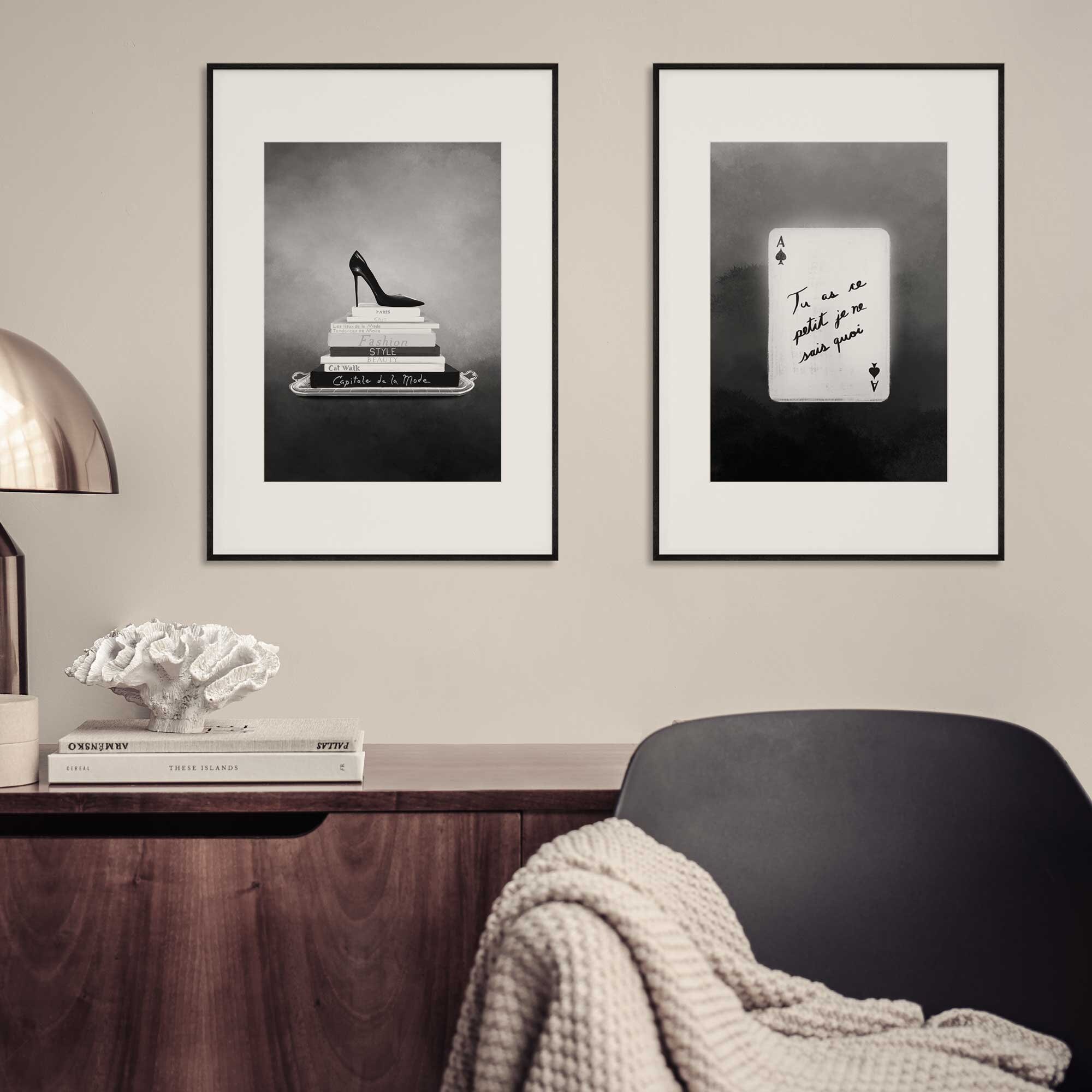 Set of 2 Luxury Dressing Room Art Prints, Fashion Book Stack Poster ...