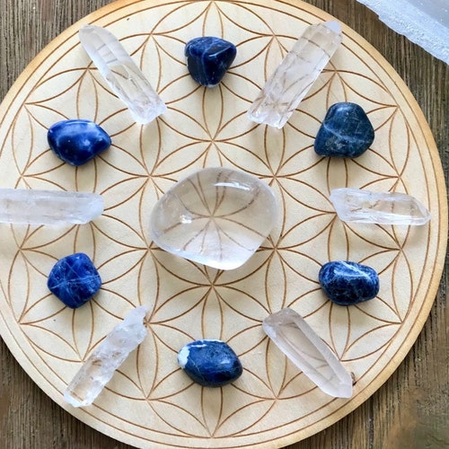 Clear Communication and Truth Crystal Grid Kit Flower of Life - Etsy