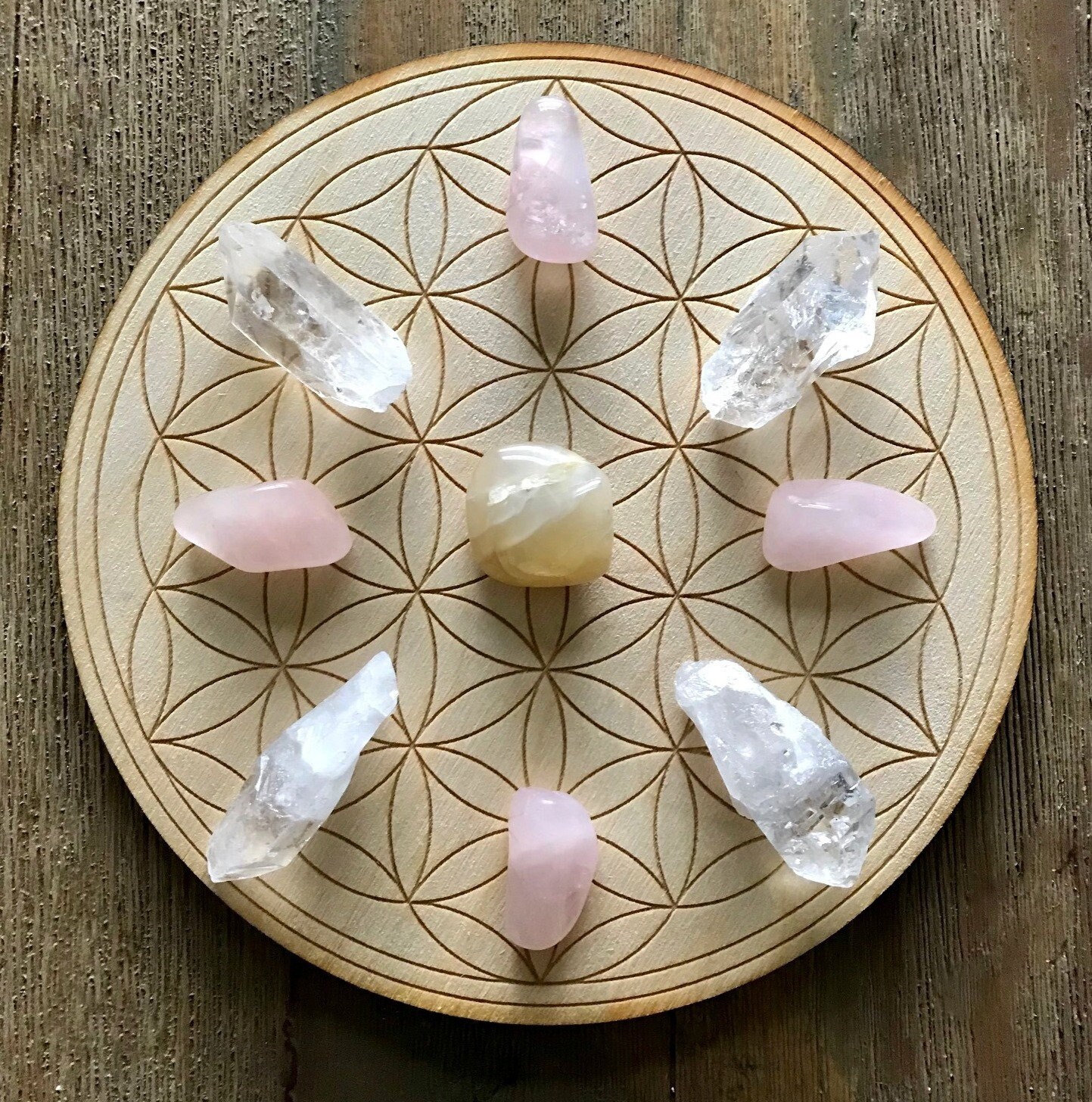Divine Feminine Healing Crystal Grid Kit Flower of Life Rose Quartz ...