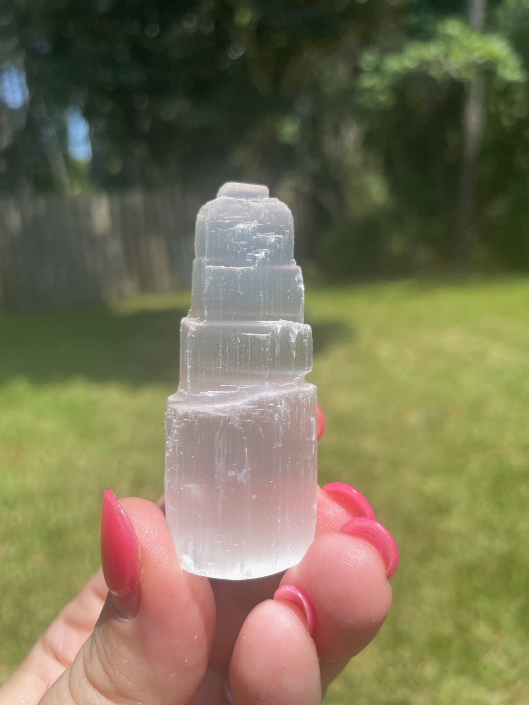 Satin Spar Selenite Mini Iceberg Tower 2.5 Inches Reiki Infused Energy ...