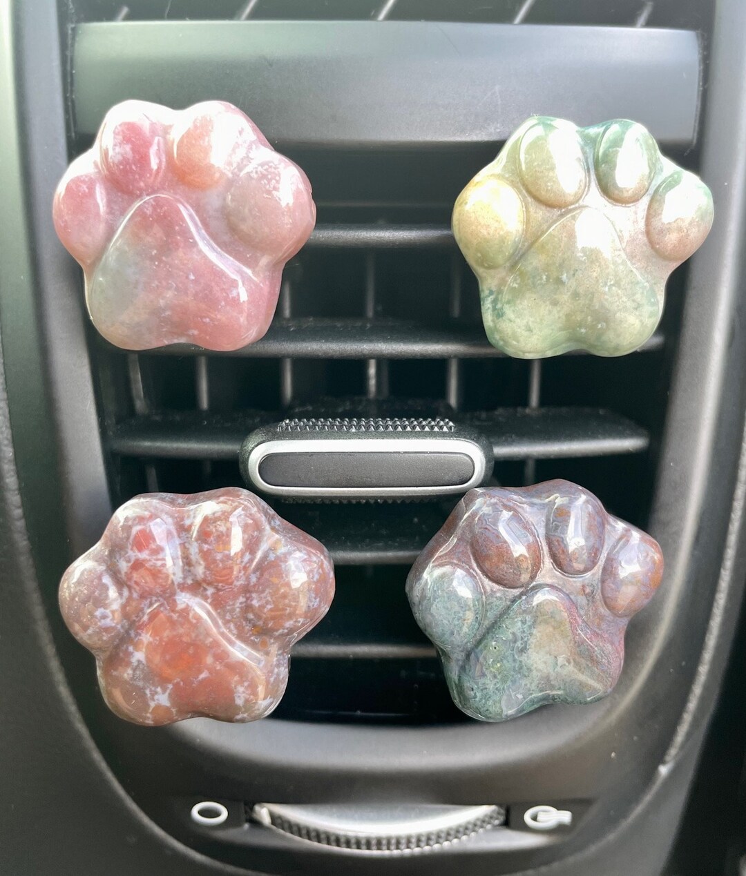 Paw Pet Carving Crystal Car Vent Clips Ocean Jasper - Etsy