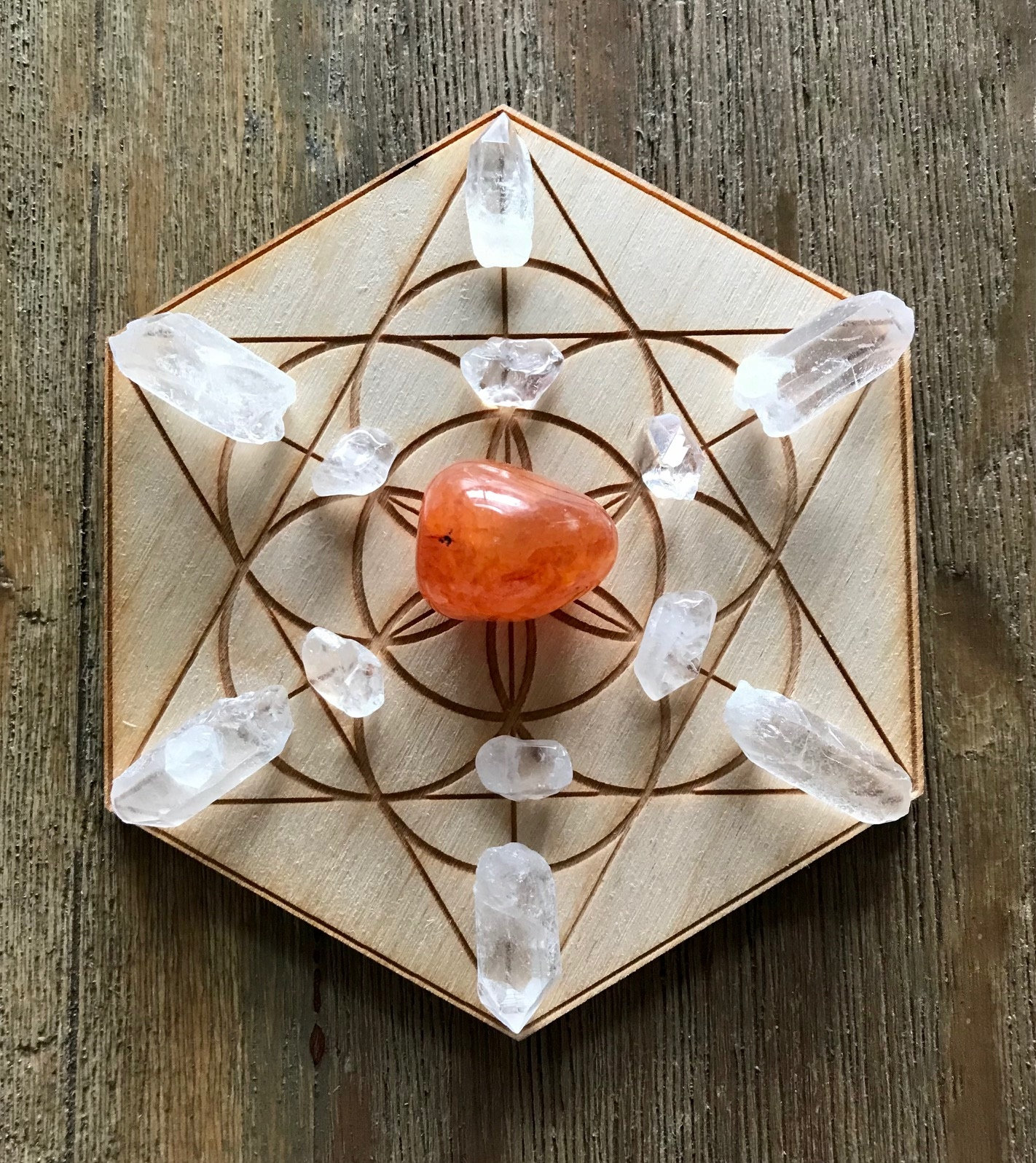 Sacral Chakra Chakra MINI Crystal Grid Kit With Selenite Stick - Etsy