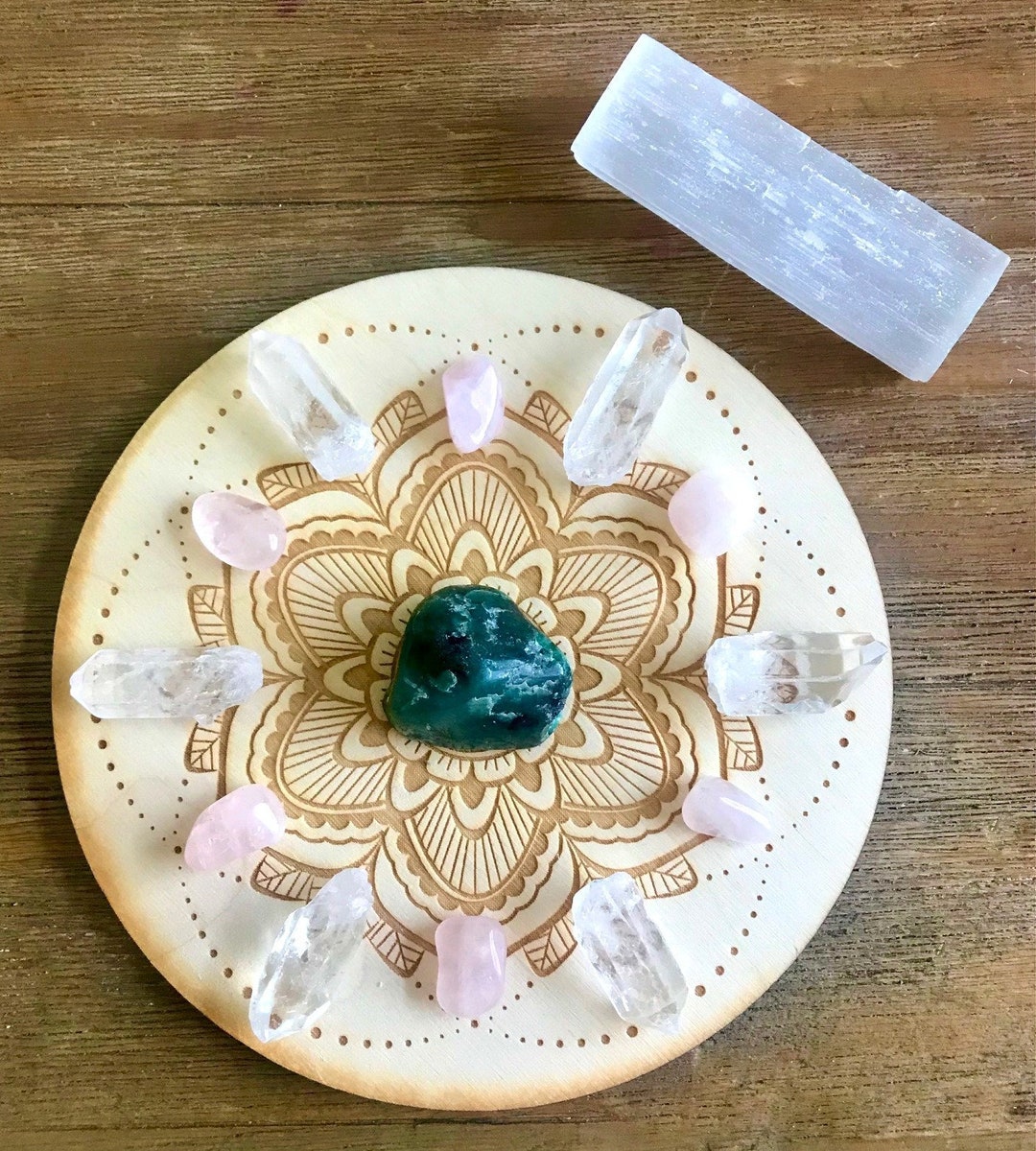Love Communication Healing Crystal Grid Kit With Selenite Stick Reiki ...