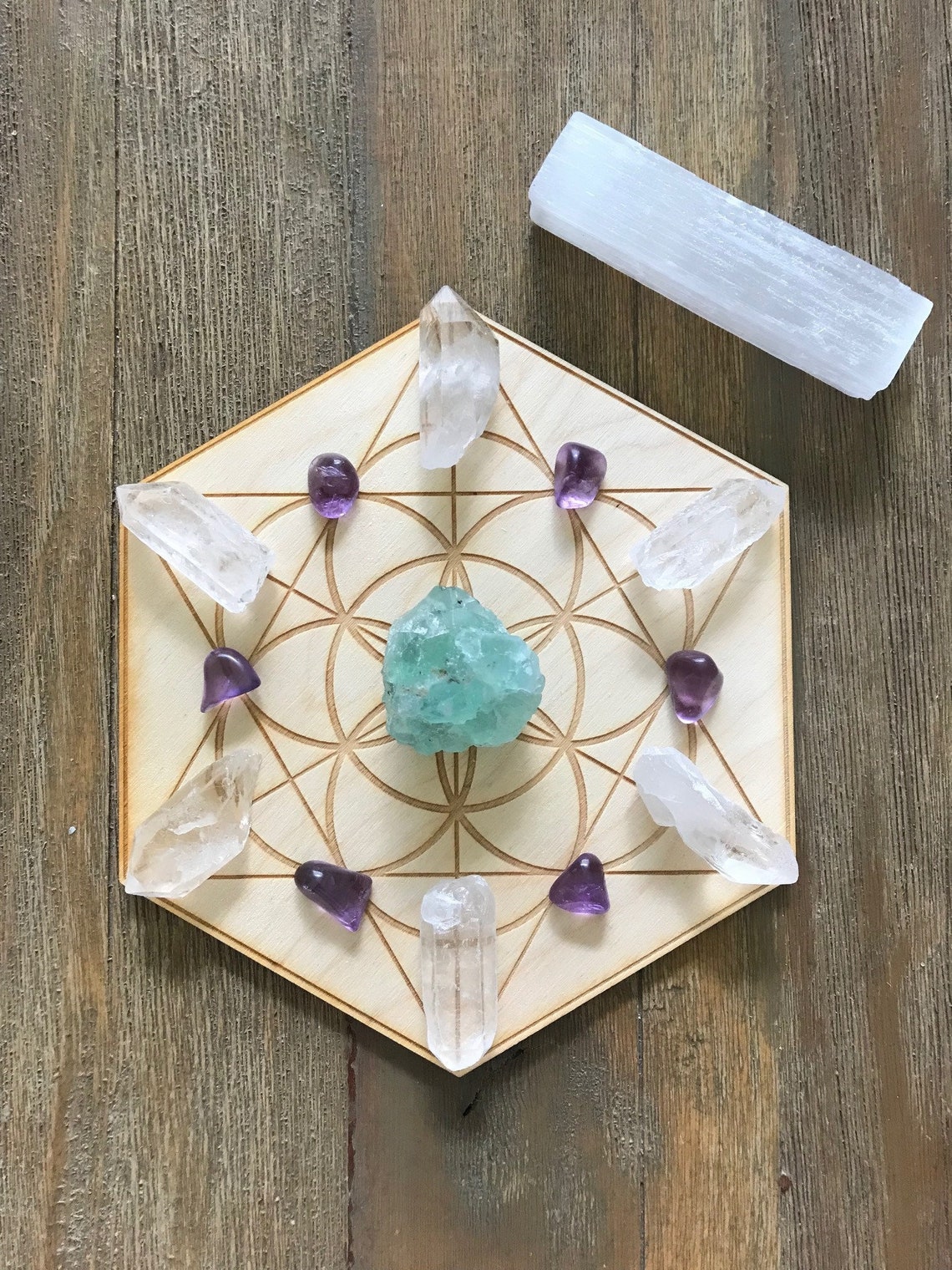 Clarity Focus Balance Calm Crystal Grid Kit Fluorite Amethyst Seed of ...