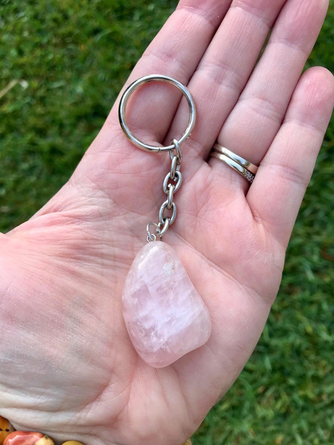 Rose Quartz Keychain Reiki Infused Love Romance Self-love Crystal Key ...