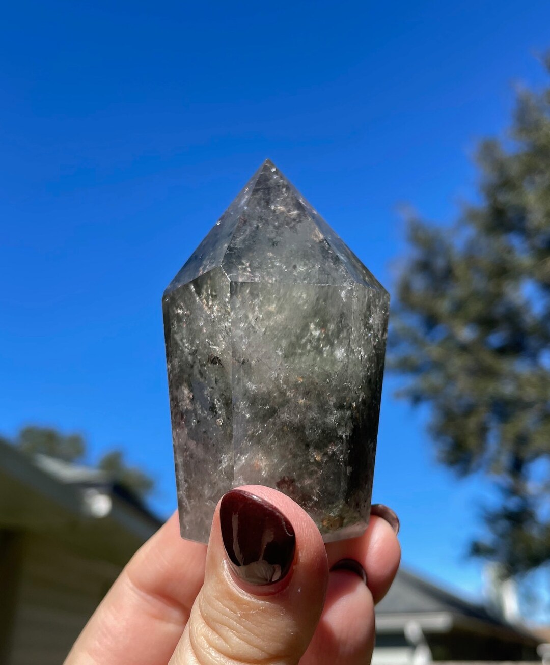 Garden Quartz Lodolite Crystal Tower Point Reiki Infused Past Lives ...