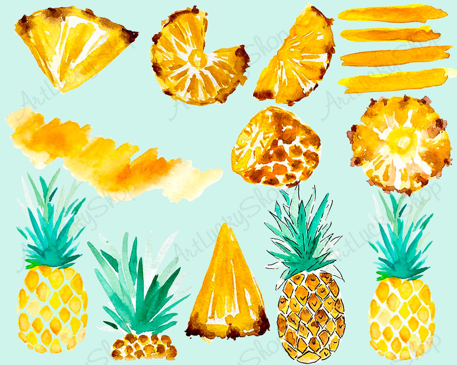 Pineapple Clipart - Summer Tropical Clipart - Home Decor - Commercial ...