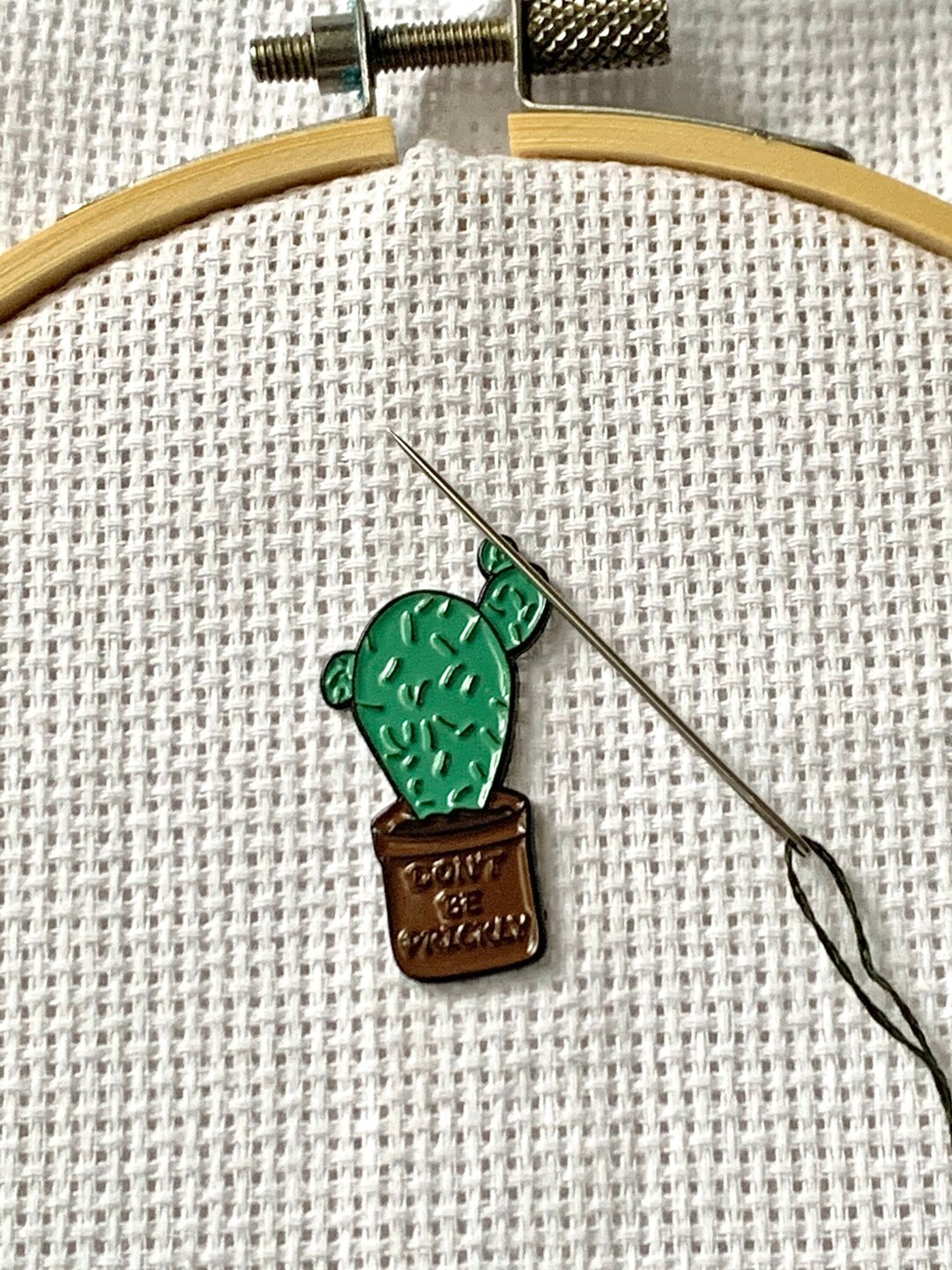Cactus Needle Minder: Soft Enamel Cross Stitch Accessory - Etsy