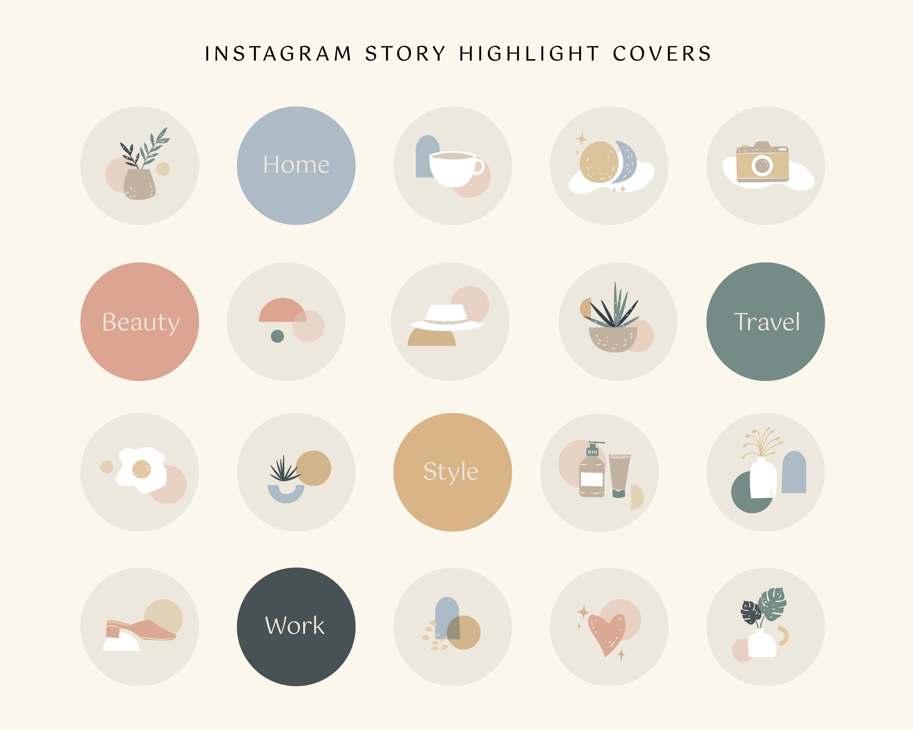 Artsy Boho Instagram Story Highlight Covers / Instagram Highlight Icons ...