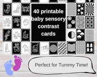 90 High Contrast Black and White Baby Play Cards, PRINTABLE, Infant ...