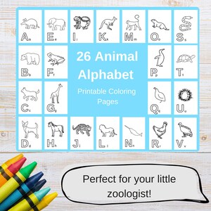 26 Animal Alphabet Printable Coloring Pages - Etsy
