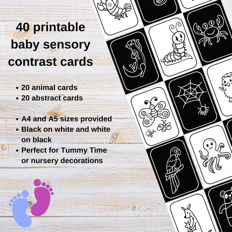 40 Printable Baby High Contrast Sensory Cards - Etsy