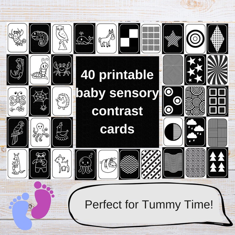 40 Printable Baby High Contrast Sensory Cards - Etsy
