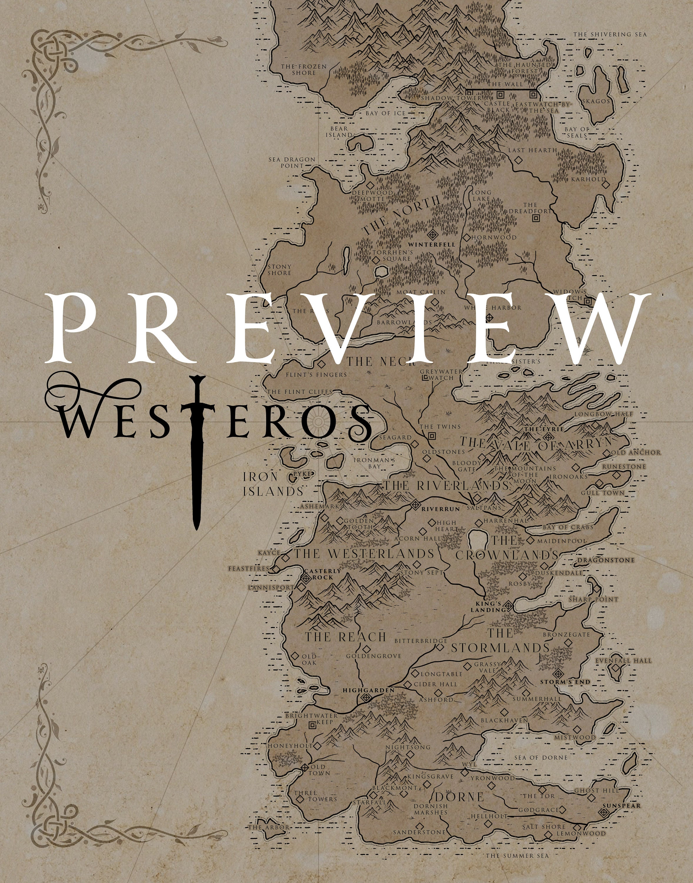 DIGITAL DOWNLOAD Game of Thrones/westeros Map Vintage Paper - Etsy