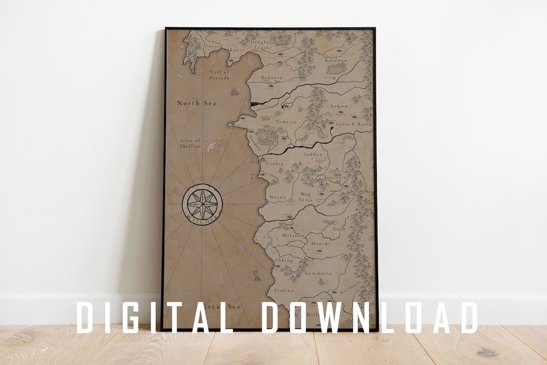 DIGITAL DOWNLOAD the Witcher Map Vintage/paper Style 11x14 - Etsy