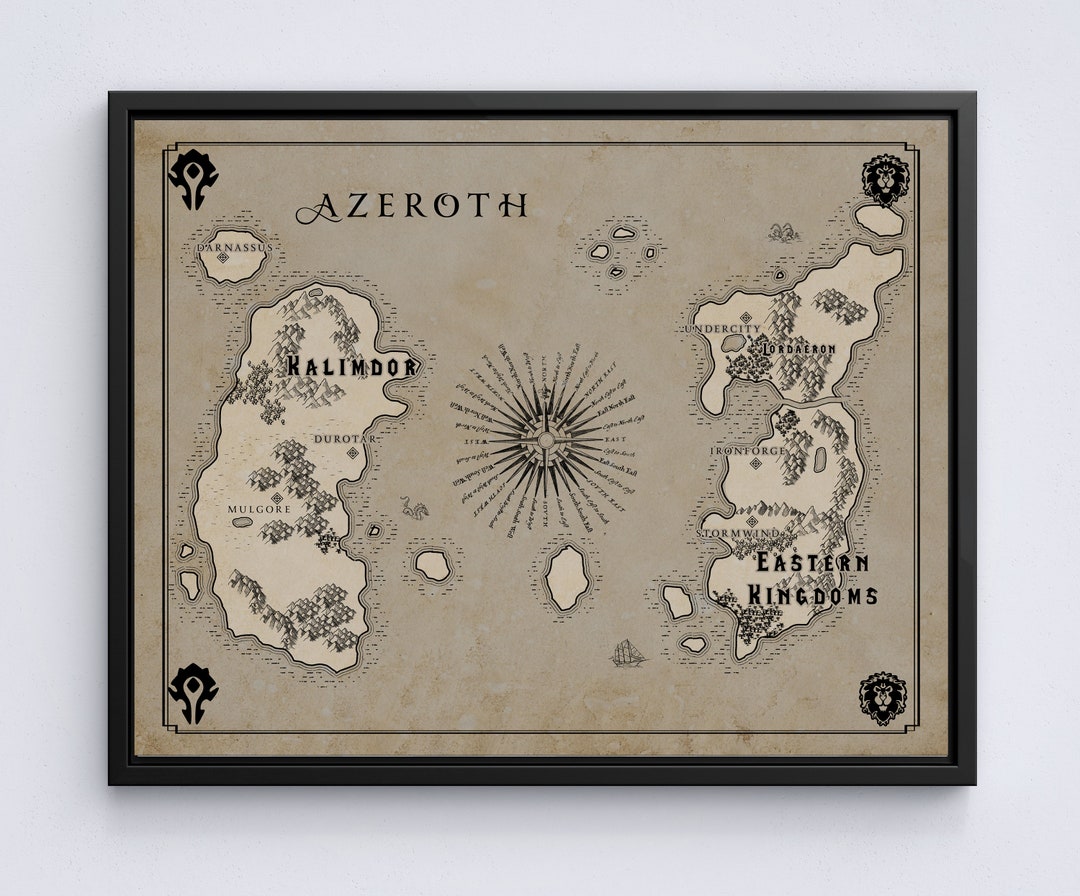 World of Warcraft Azeroth Map-vanilla-vintage/paper Style - Etsy
