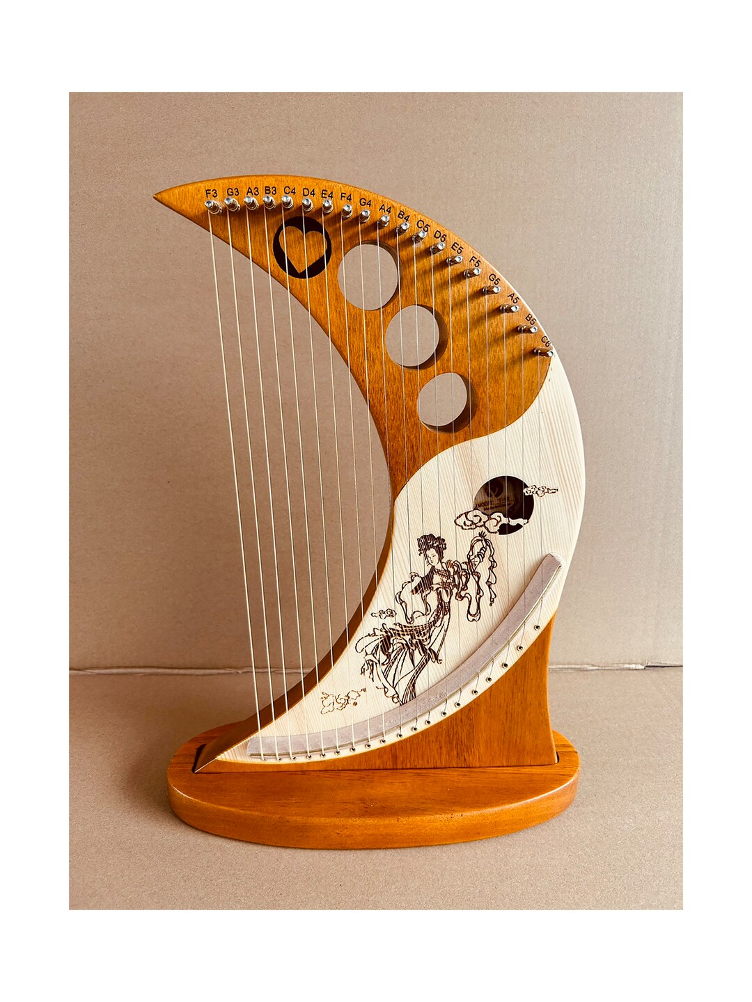 19 String Moon Harp, Classical Style Small Harp, Harp Instrument for ...