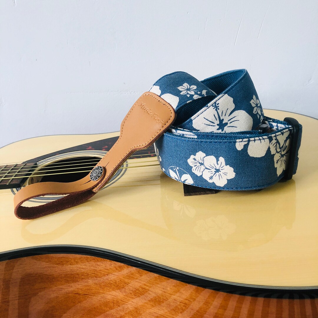 Hawaiian Flower Guitar Strap, Retro Cotton Guitar Strap, Hand Widened ...