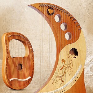 19 String Moon Harp, Classical Style Small Harp, Harp Instrument for ...