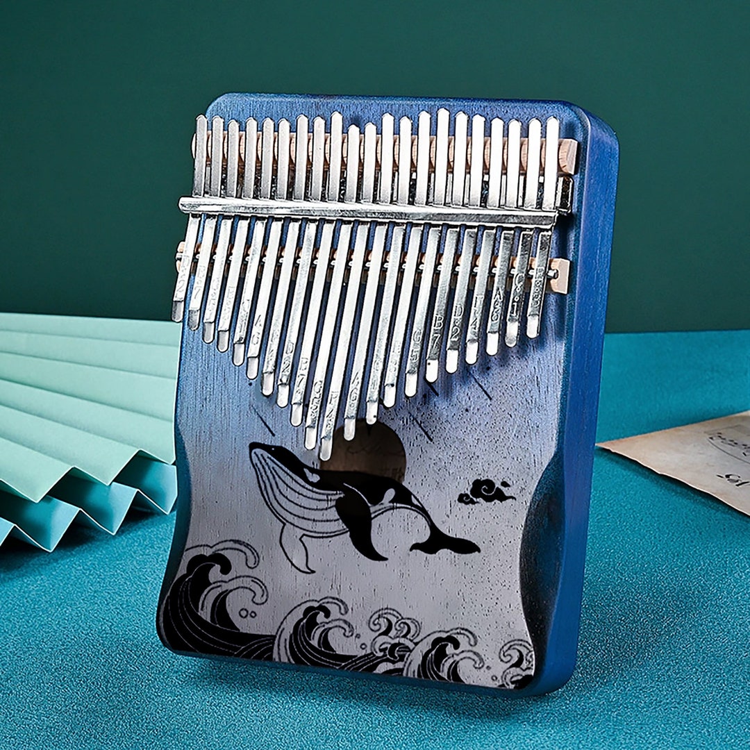 21 Keys Cute Blue Whale Kalimba, Wood Carving Thumb Piano, Kalimba ...