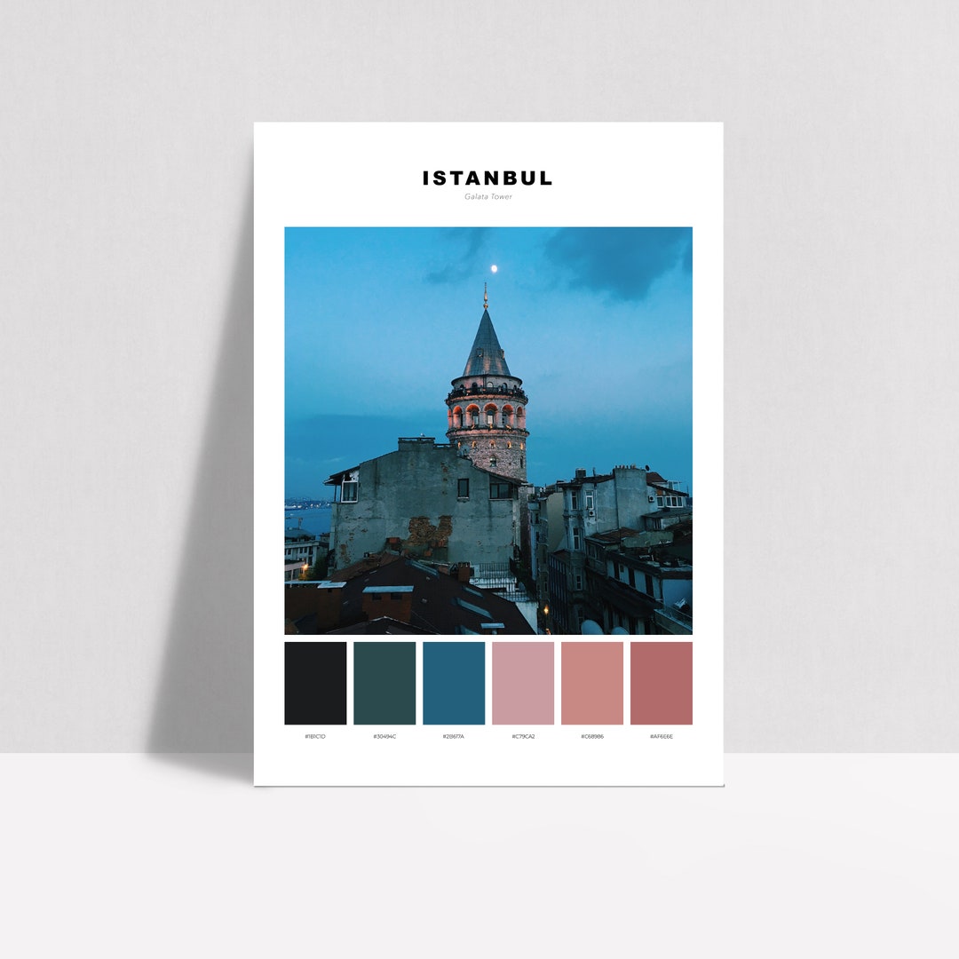 Galata Tower Instabul City Hues / Colour Palette Print / - Etsy