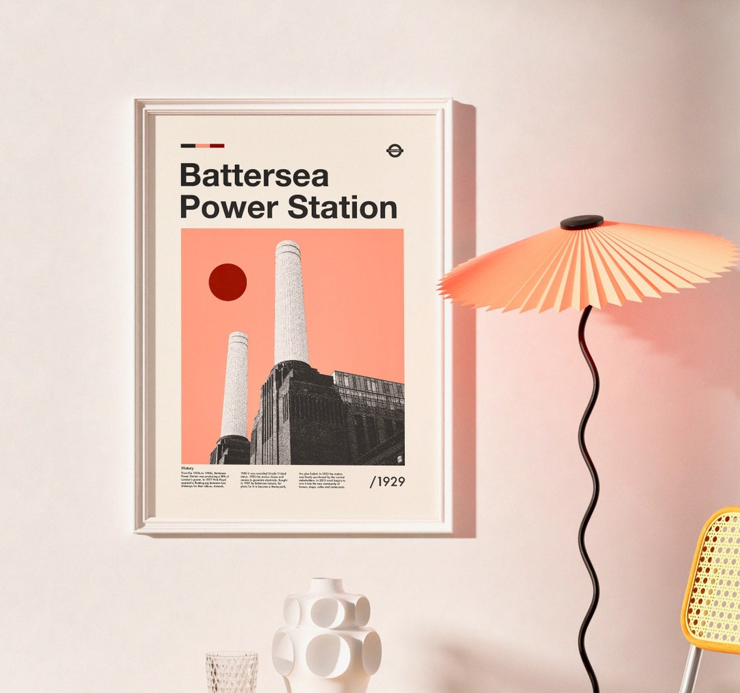 Battersea Power Station Poster Battersea Power Station Mid Century ...
