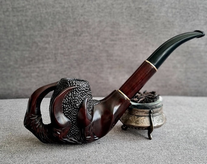 Long Pipe DRAGON CLAW Wood Carved Smoking Pipe Tobacco Pipes Wooden ...