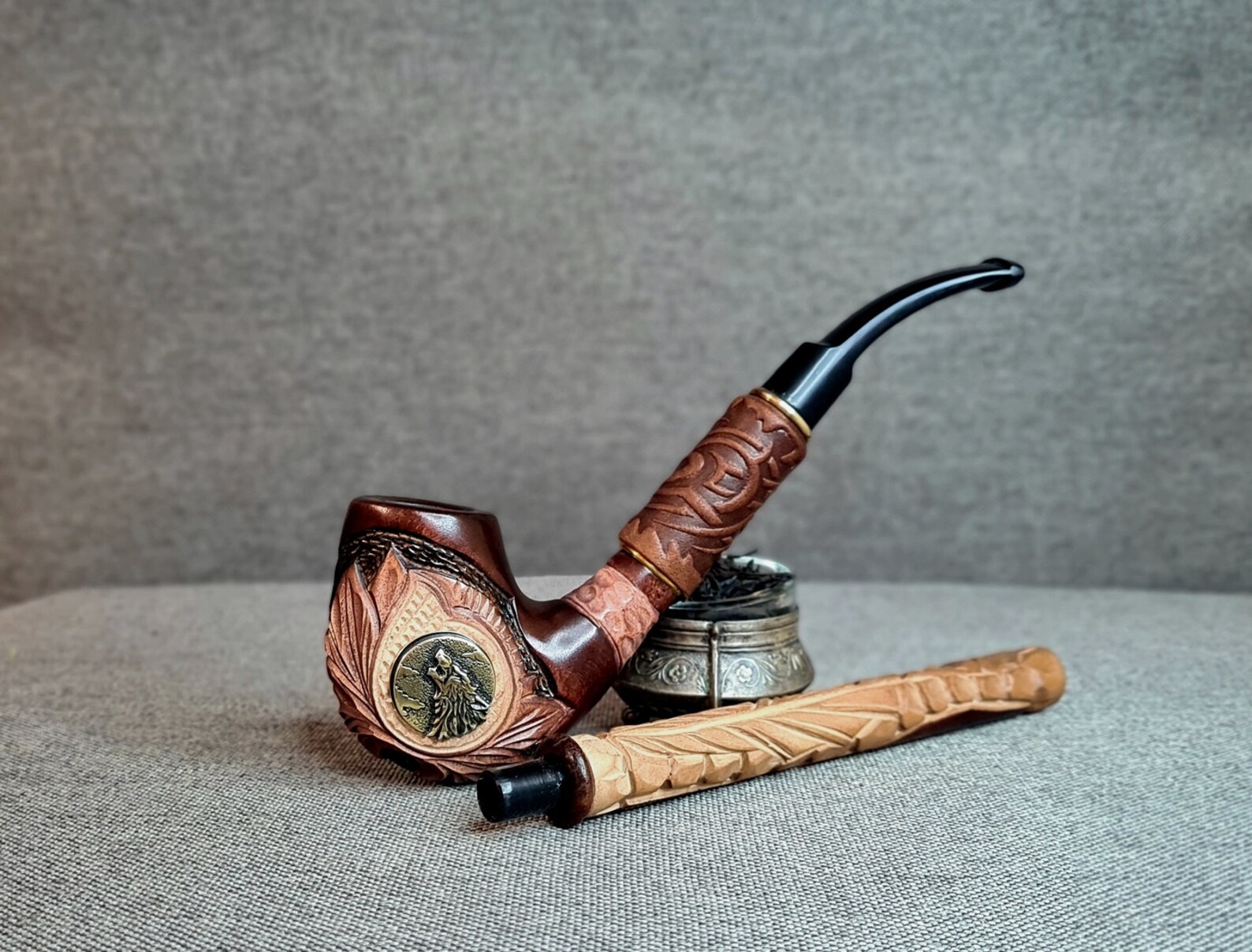 Long Smoking Pipe wolf Tobacco Pipe Exclusive - Etsy