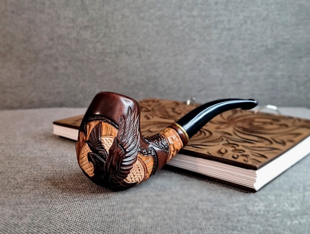 Tobacco Wooden Pipe Eagle Handcrafted Smoking Bowl for Tobacco Gift for ...
