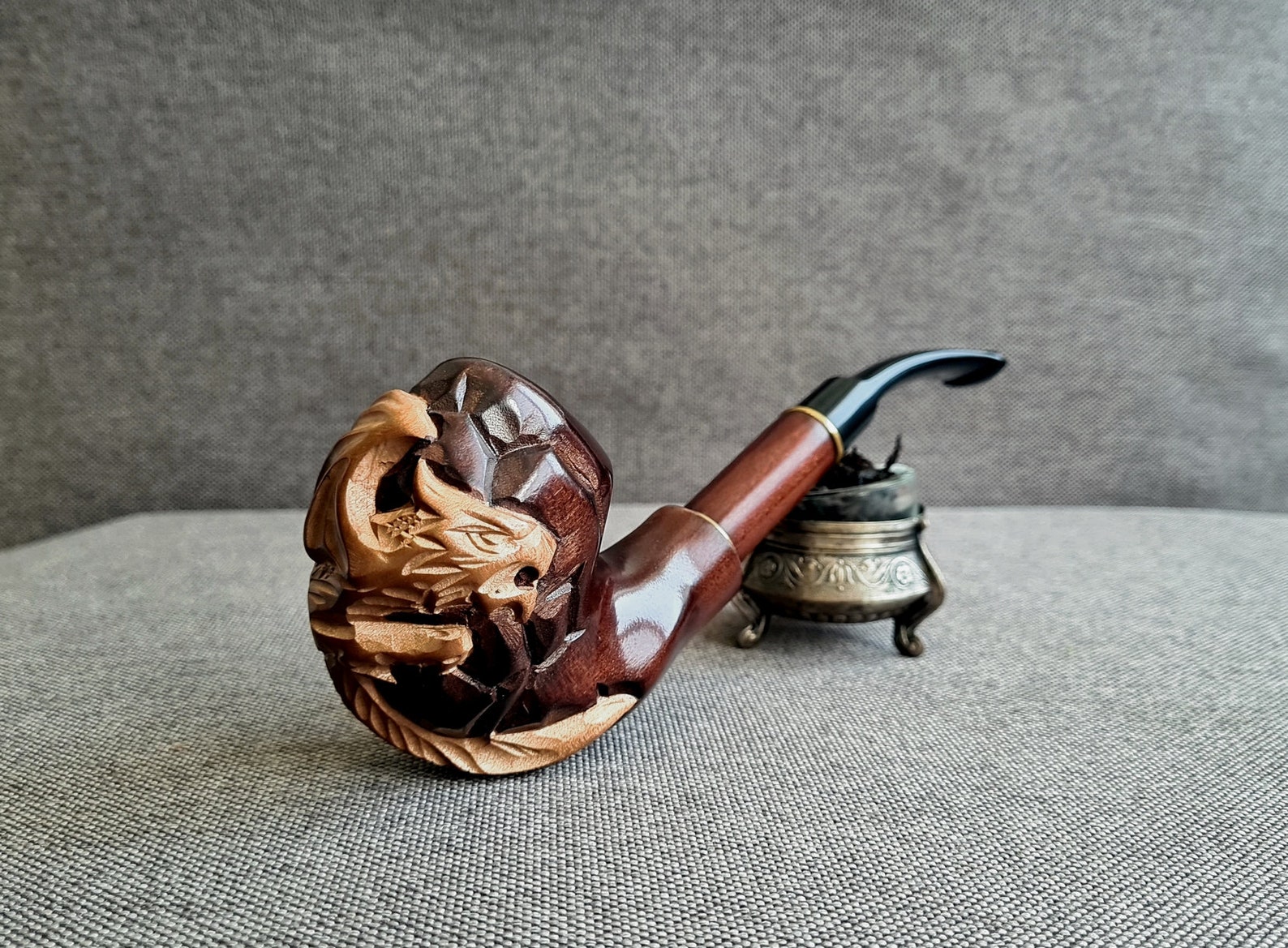 Smoking Pipe "dragon" - Wooden Pipe - Tobacco Pipe With Filter 9 Mm ...