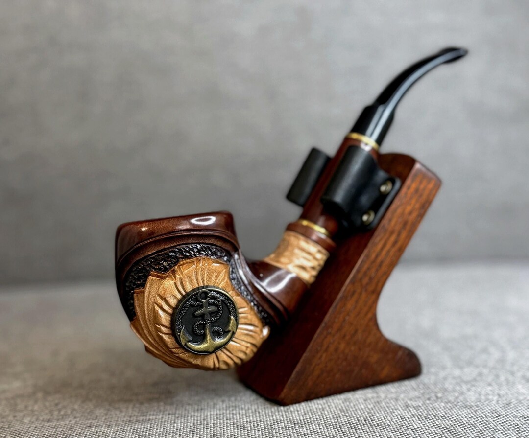 Long Pipe anchor Wood Carved Smoking Pipe Tobacco Pipes Wooden Pipe ...