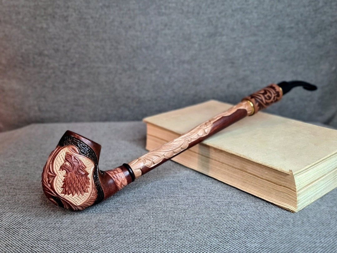 Long Pipe WOLF, Smoking Bowl, Churchwarden Pipe, Wooden Pipes 9 Mm ...