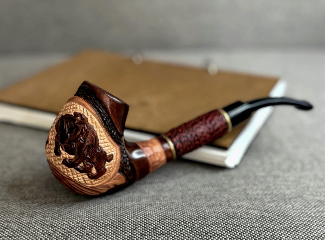 Smoking Pipe Bulldog Wood Tobacco Pipe Gift for Smokers Christmas Gift ...