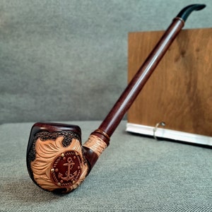 13.7 Long Pipe anchor Wood Tobacco Pipe Smoking Pipes Churchwarden Pipe ...