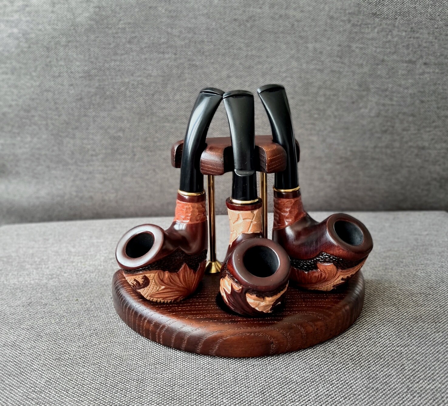 Holder for 3 Smoking Pipes, Wood Pipe Stand, Holder for Smoking Bowl ...
