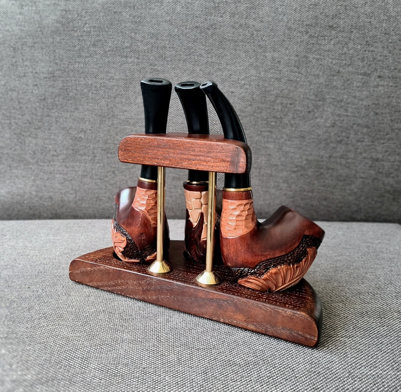 Holder for 3 Smoking Pipes, Wood Pipe Stand, Holder for Smoking Bowl ...