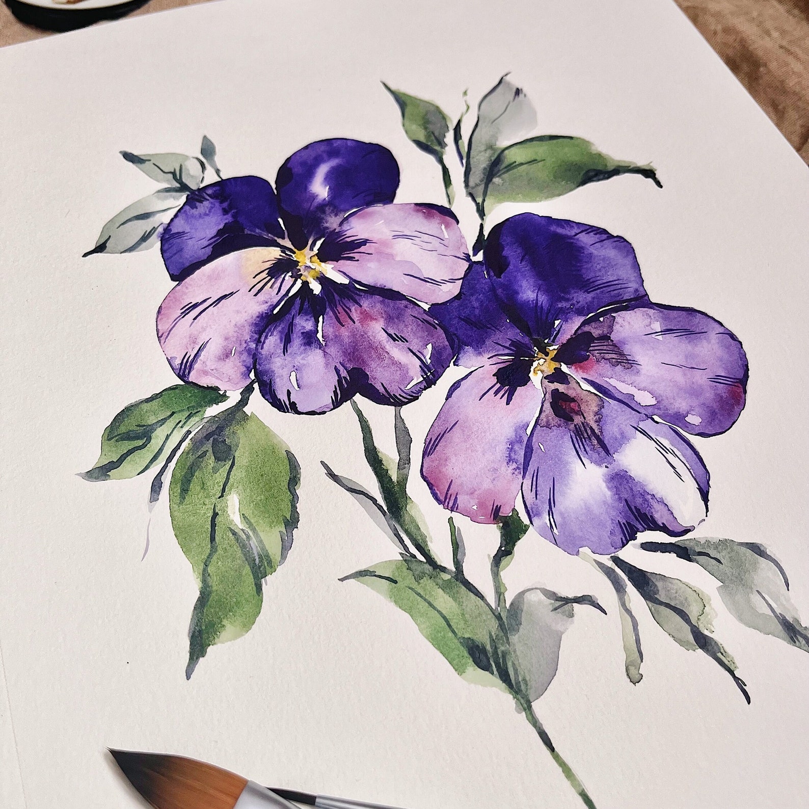Watercolor Violets Print/violets Art Print/watercolour Flowers/purple ...