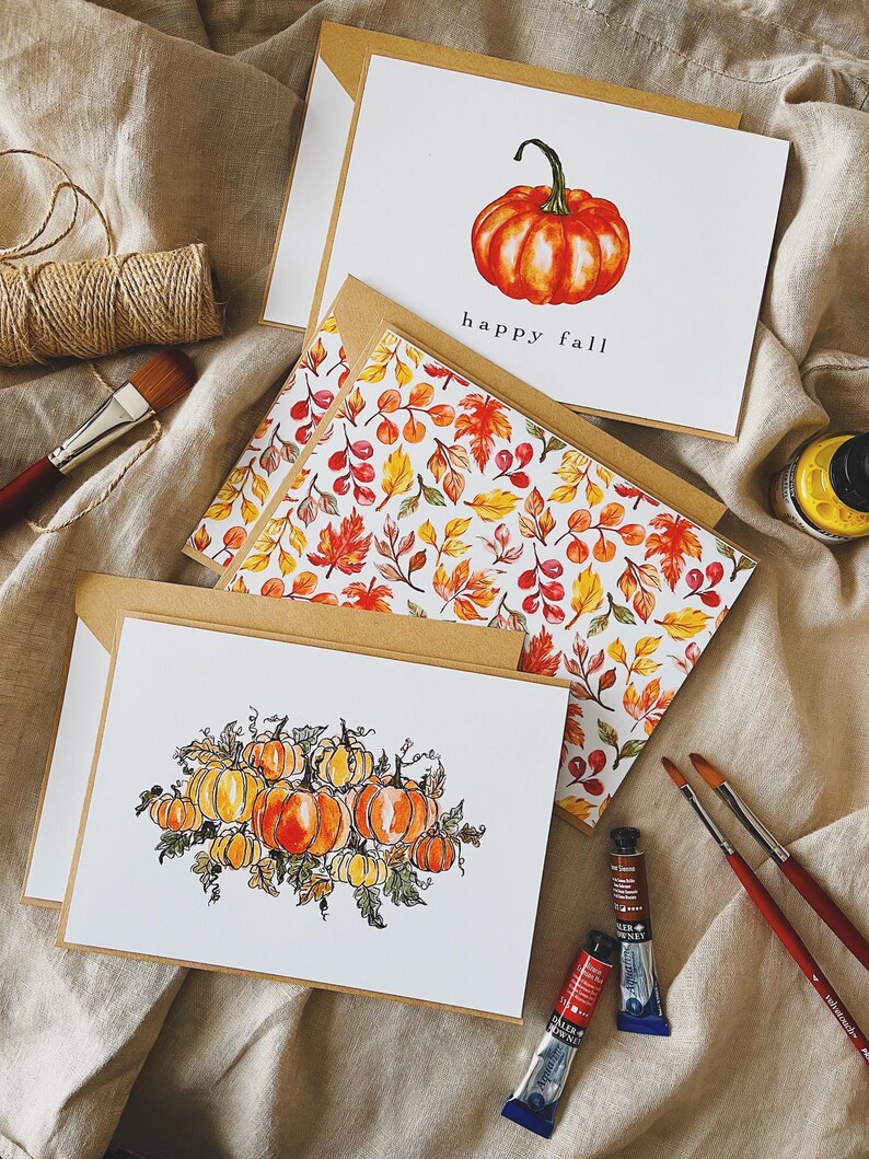 Watercolour Autumn Greeting Card Set of 3 | Handmade Watercolor ...