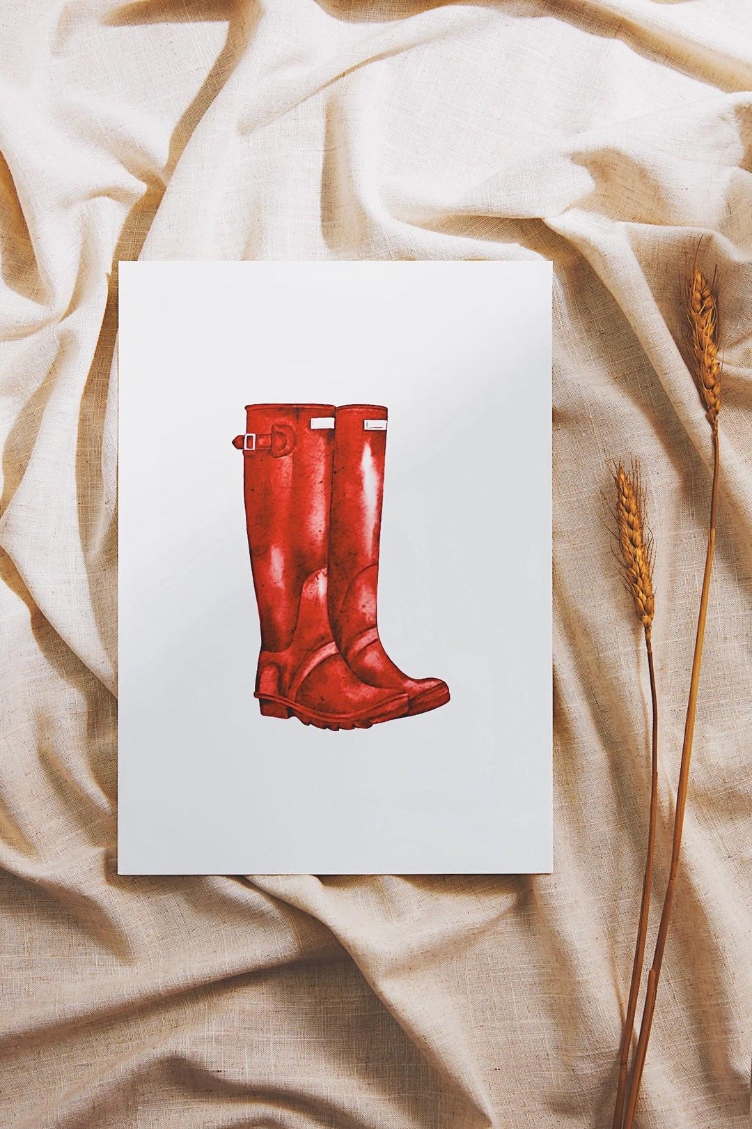 Red Boots Print/watercolor Rain Boots Art Print/watercolour Rubber ...
