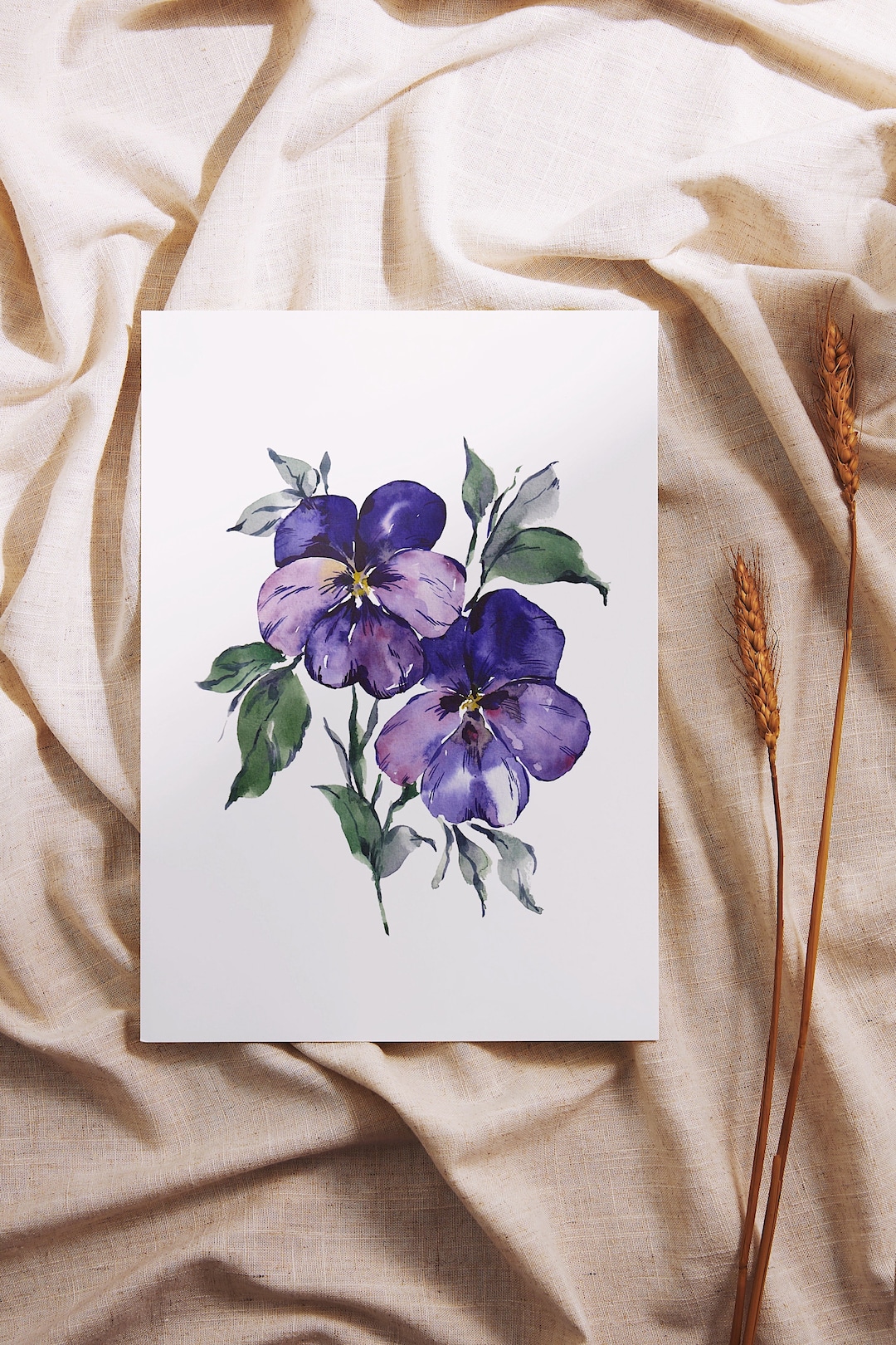 Watercolor Violets Print/violets Art Print/watercolour Flowers/purple ...