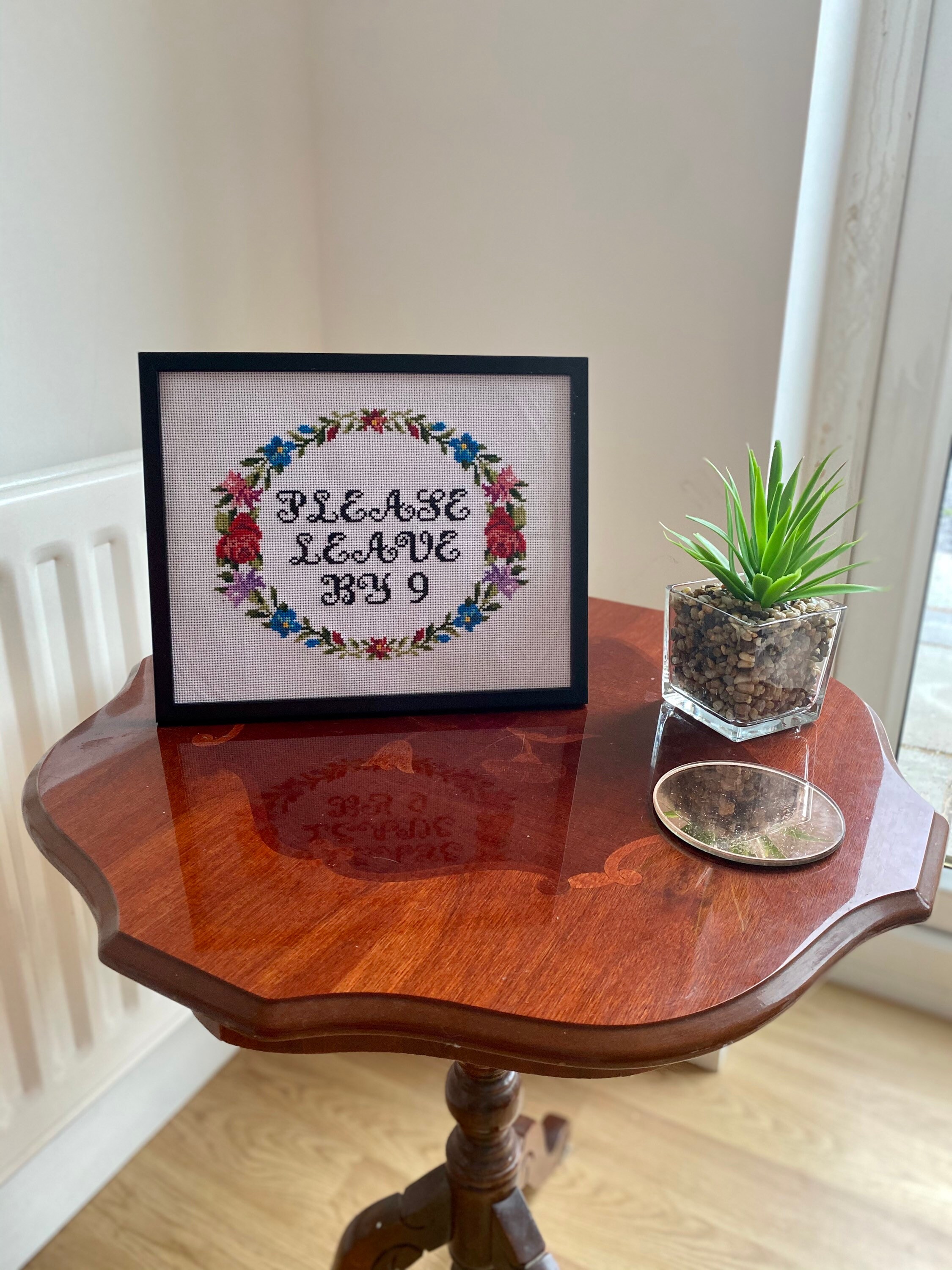 Funny Offensive Cross Stitch please Leave by 9 | Etsy