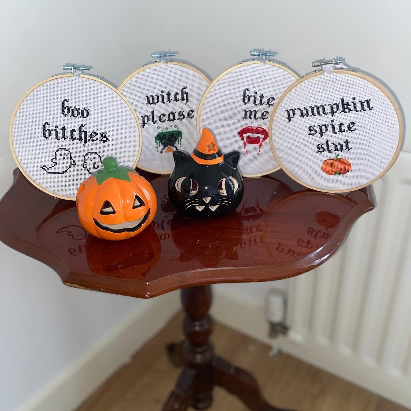 Funny rude pumpkin spice slut halloween cross stitch | Etsy