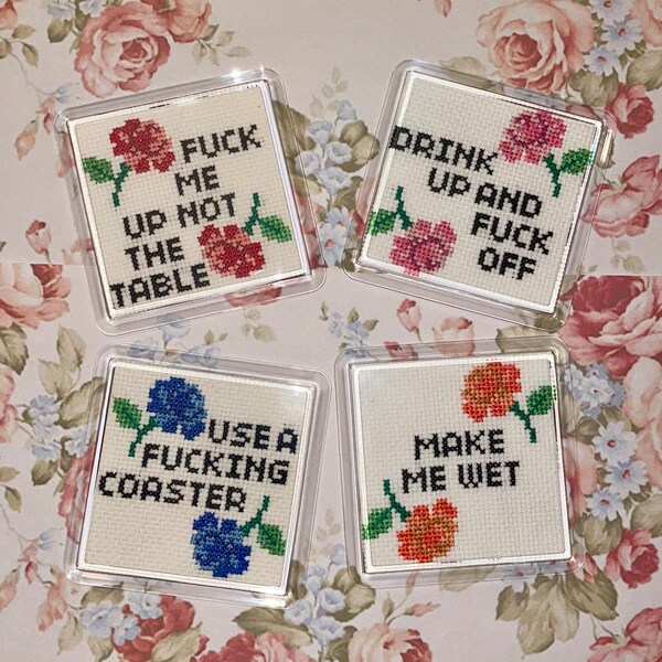 Cross Stitch Coaster - Etsy