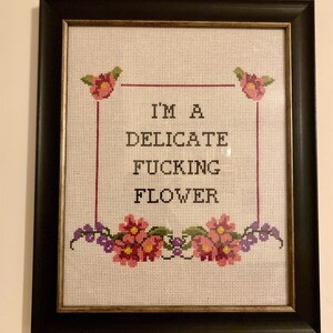Offensive, Rude, Flower Cross Stitch - Etsy