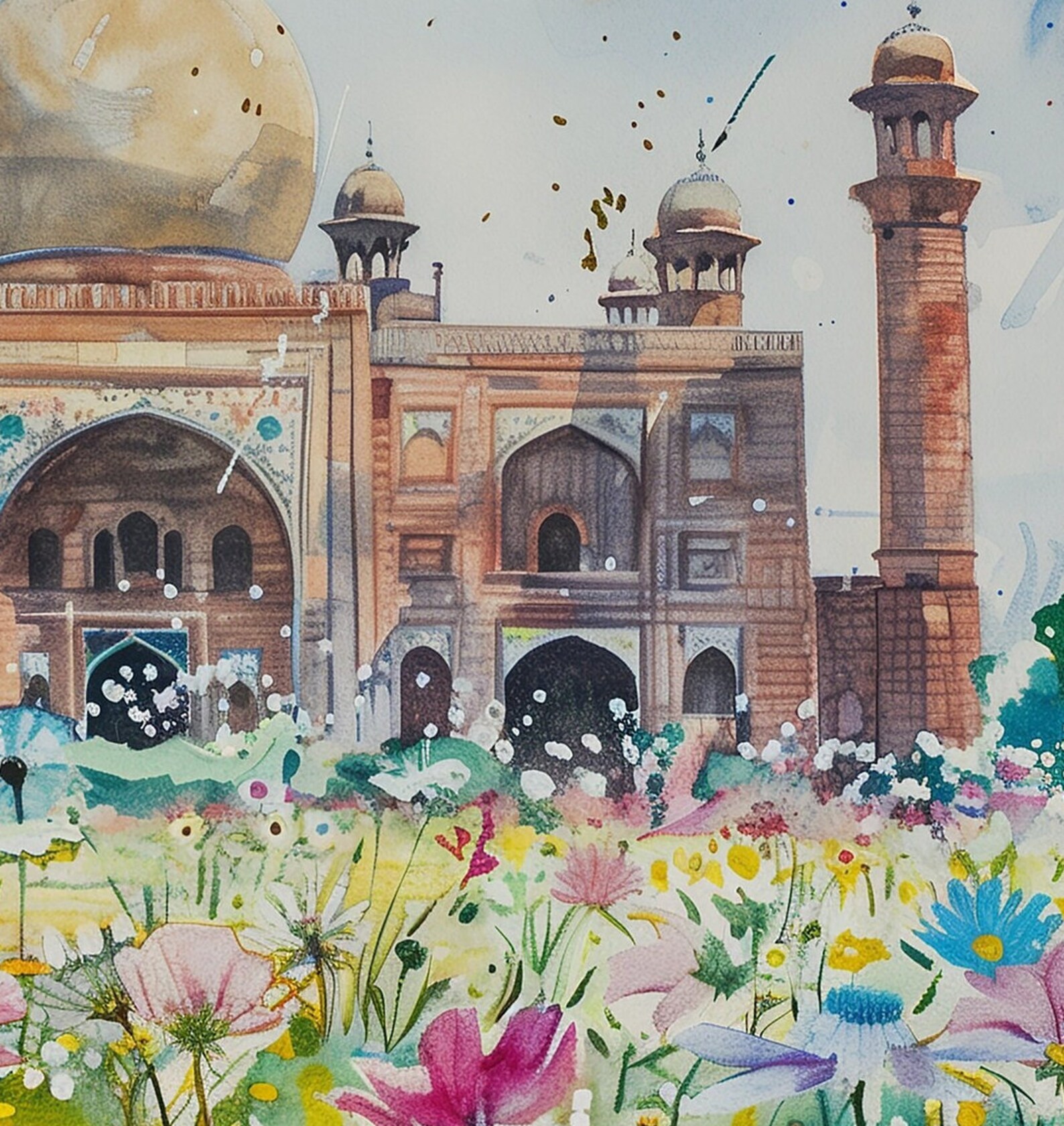 Badshahi Abstract Painting | Badshahi Mosque in Lahore Digital Art ...