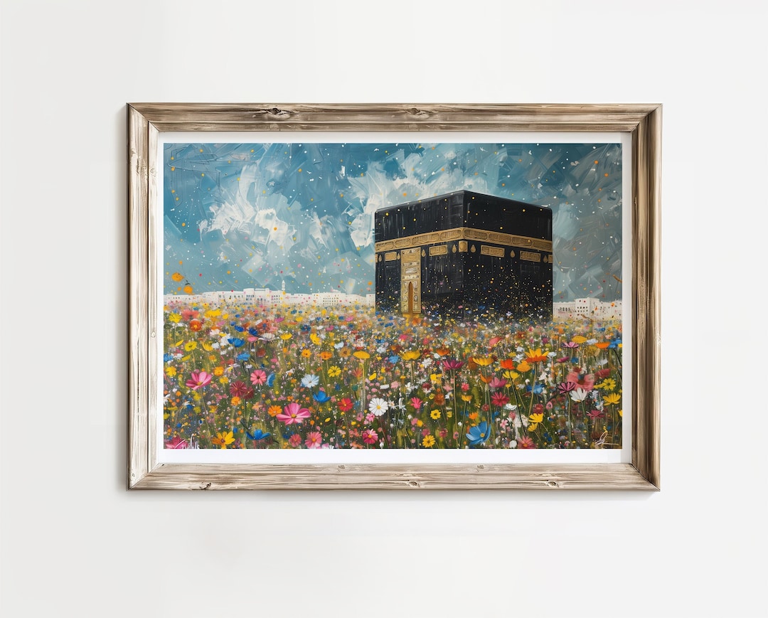 Kaaba Abstract Painting | Printable Islamic Kaaba Art | Mecca Wall Art ...