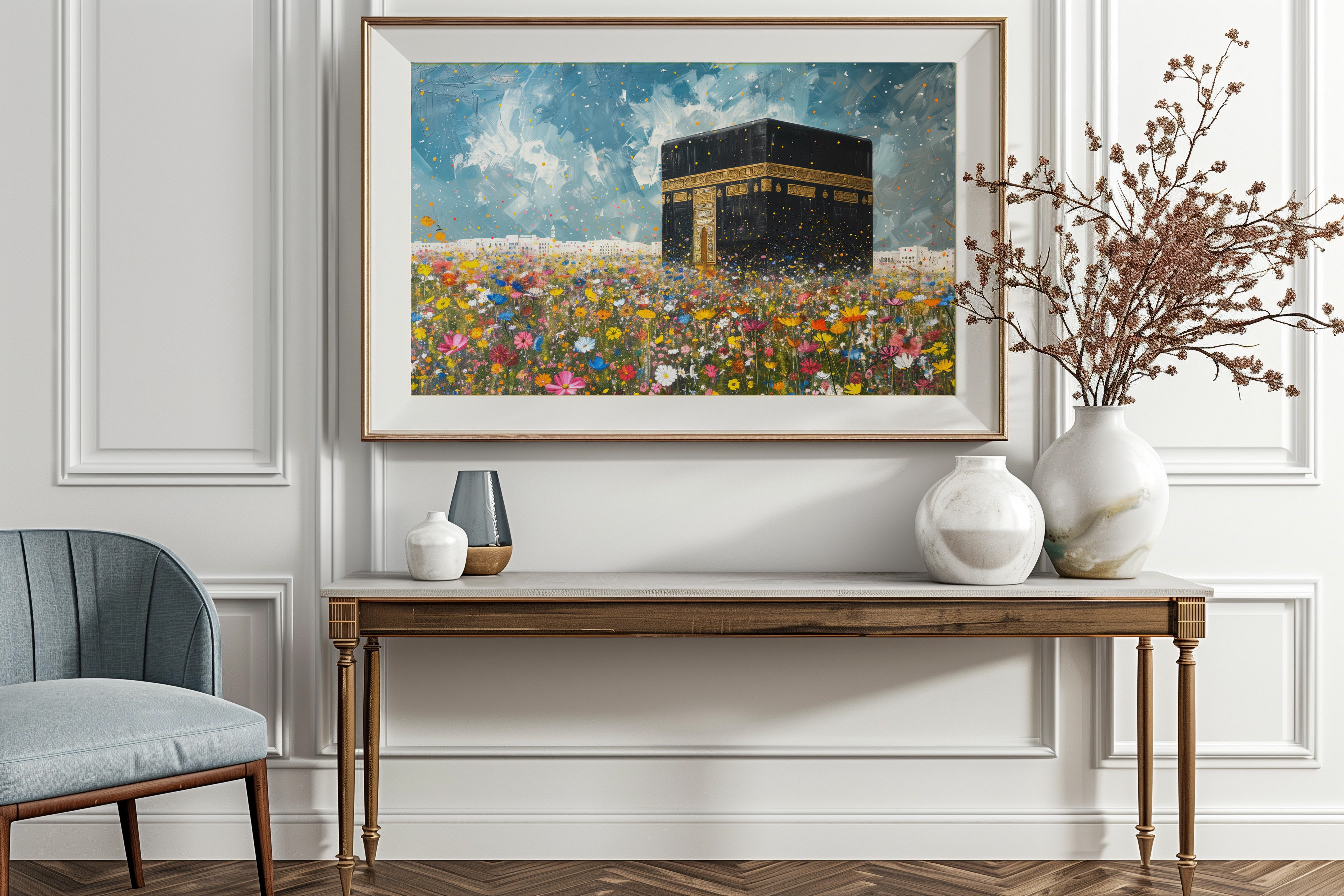 Kaaba Abstract Painting | Printable Islamic Kaaba Art | Mecca Wall Art ...