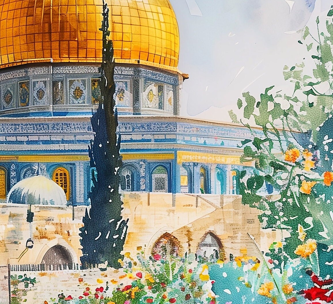 Al Aqsa Digital Painting | Al Aqsa Wall Art | Printable of Dome of the ...