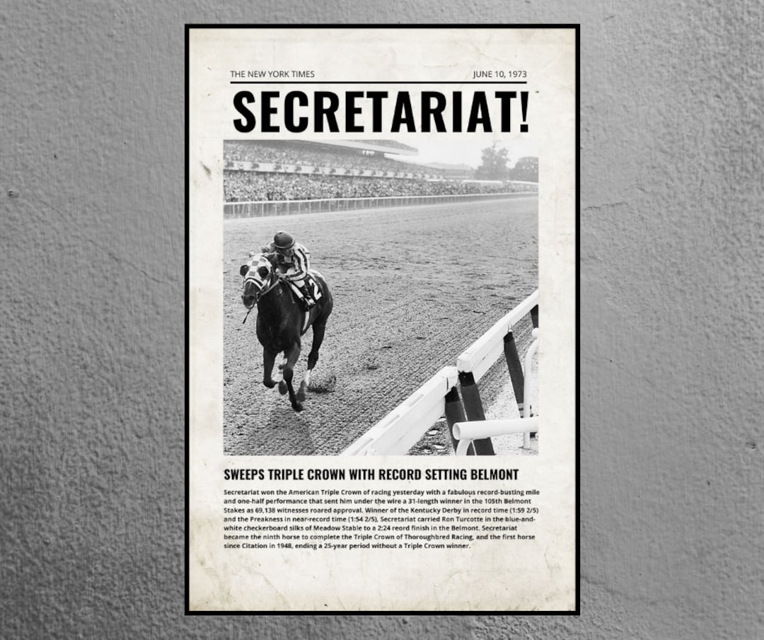 Secretariat Newspaper Horse Racing Triple Crown Vintage - Etsy