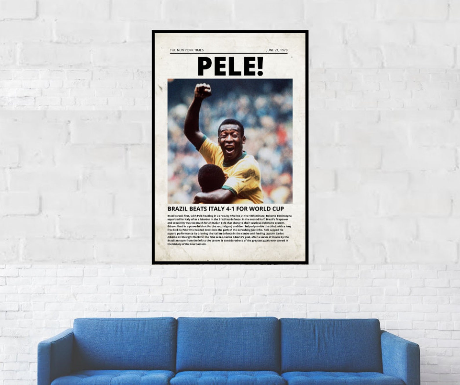 Pele Newspaper World Cup Champions Brazil Futbol Brazil - Etsy